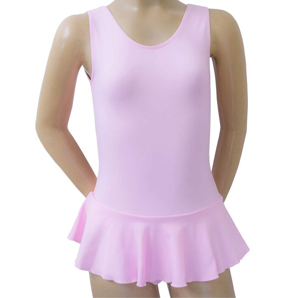 Collant de Ballet Decote Redondo com Saia Infantil - Rosa
