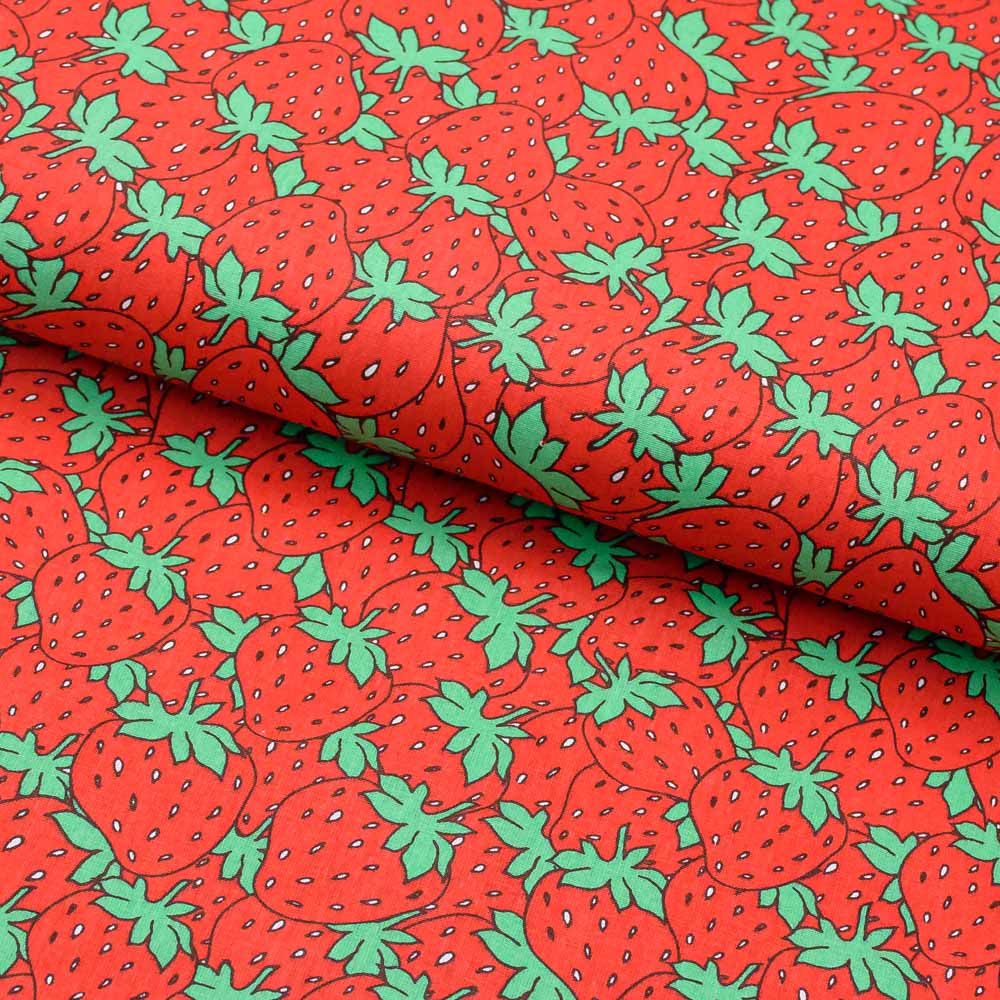 Tecido de Algodão Estampado (Meio Metro) - Morango